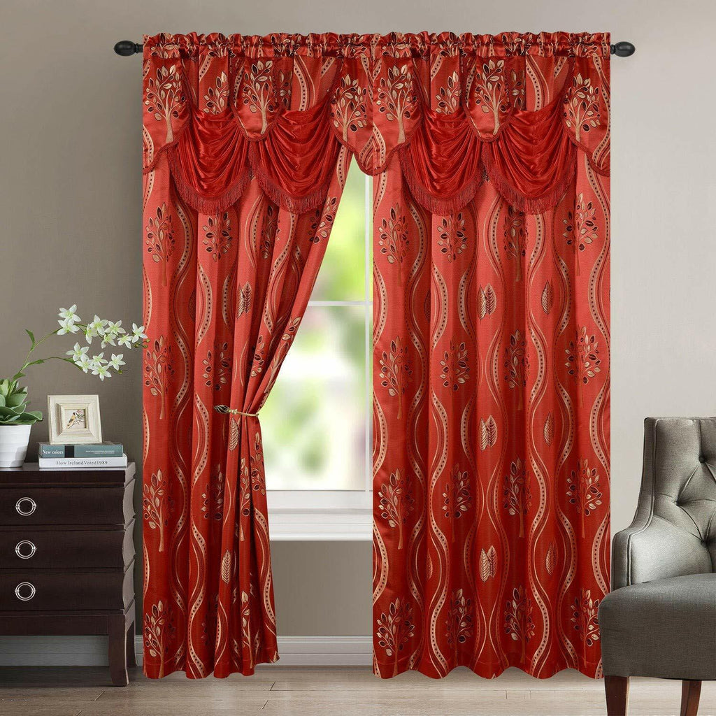 2 AURORA CURTAIN PANELS WITH ATTACHED AUSTRIAN VALANCE 84 inches long ...